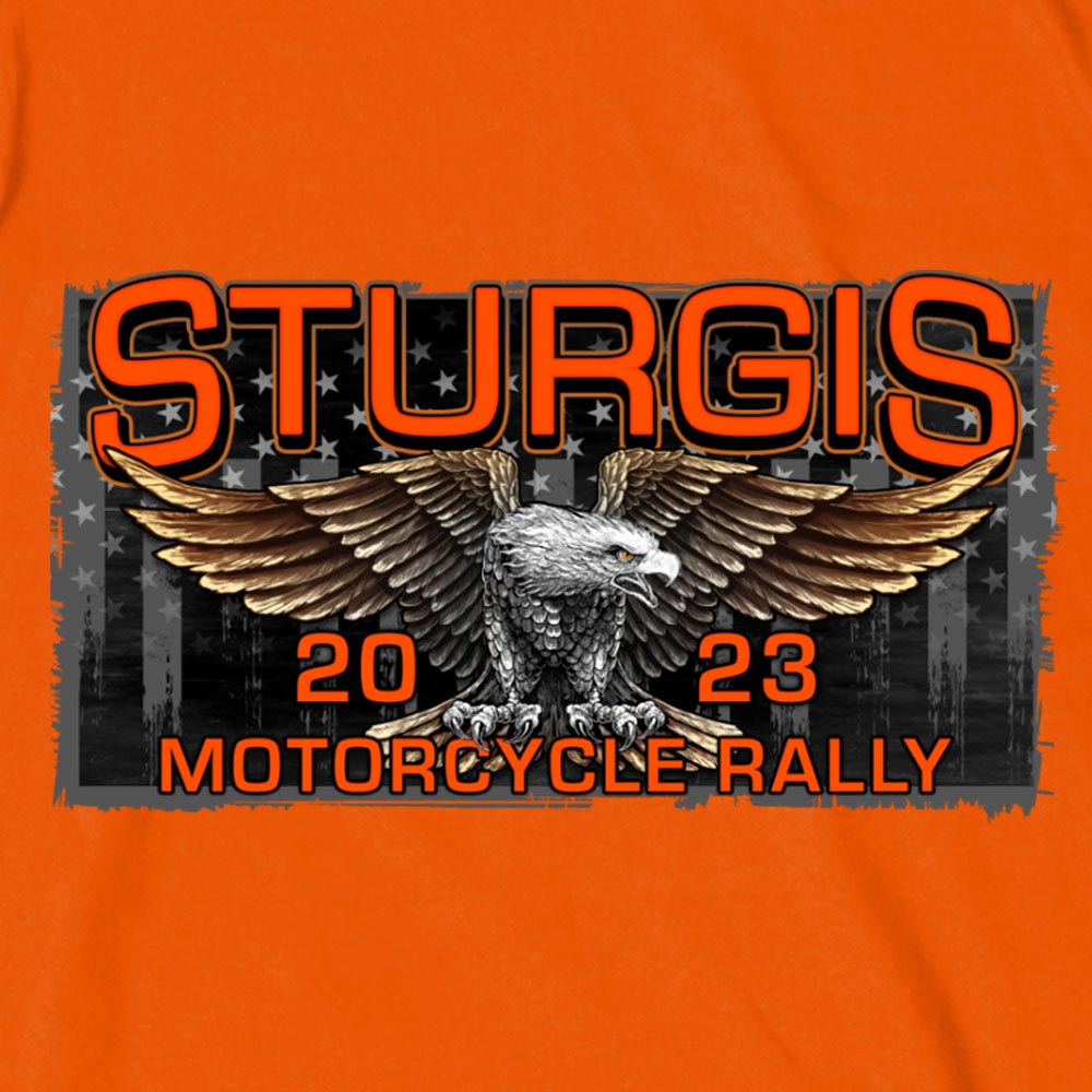 Hot Leathers SPB1083 Men’s Orange Sturgis 2023 Main Street T-Shirt ...