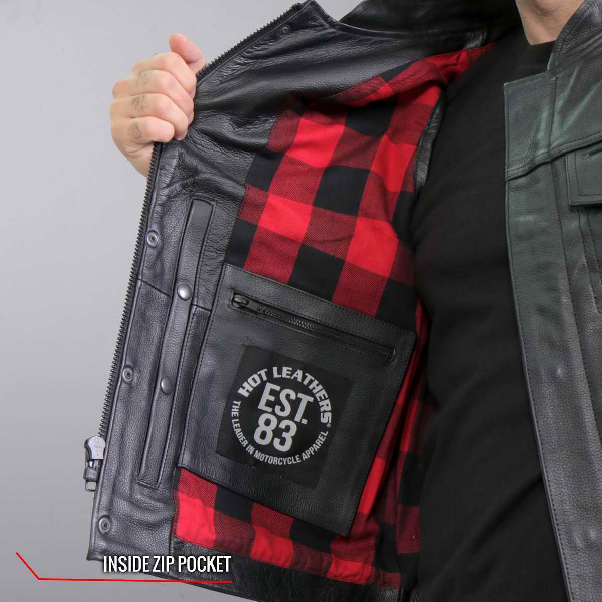 Hot Leathers VSM1060 Men's Black 'Flannel Red' Conceal and Carry ...