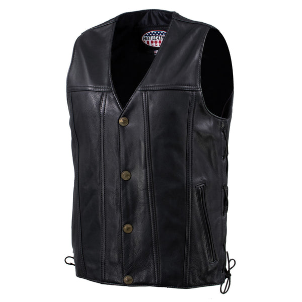 Hot Leathers VSM5005 USA Made Men's 'Road Whip' Black Premium Leather ...