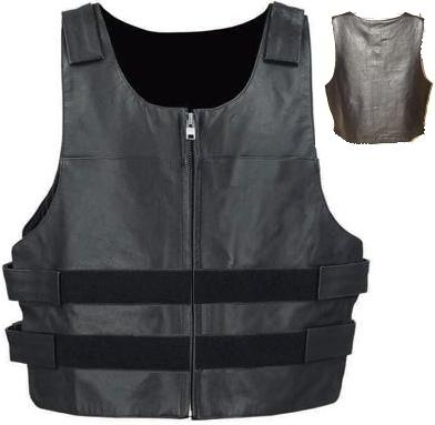 Bulletproof style tactical street leather vest High End | HighwayLeather