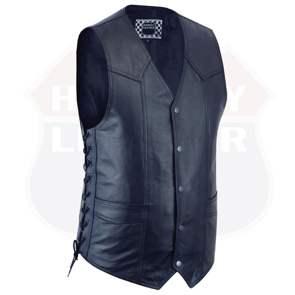 HL11614 Dark Blue Knight Men Side Lace Leather Vest Club Color Gun ...