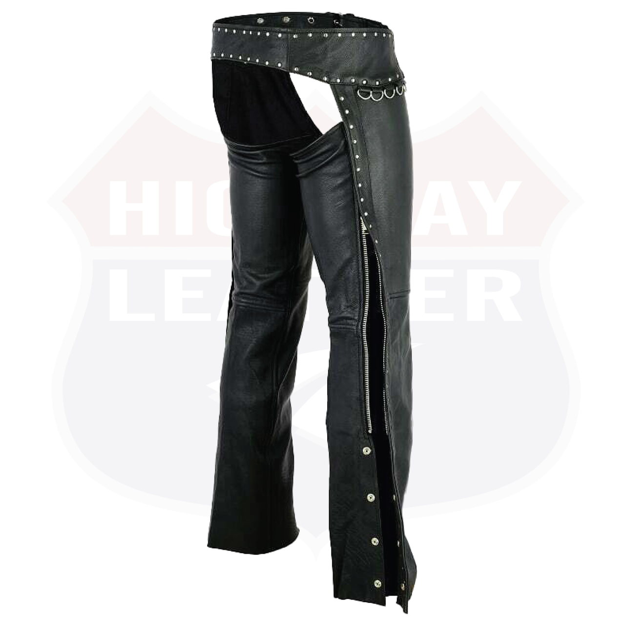 HL12801STUD Low rise Ladies Motorcycle Leather Chaps Studded Women Bik ...