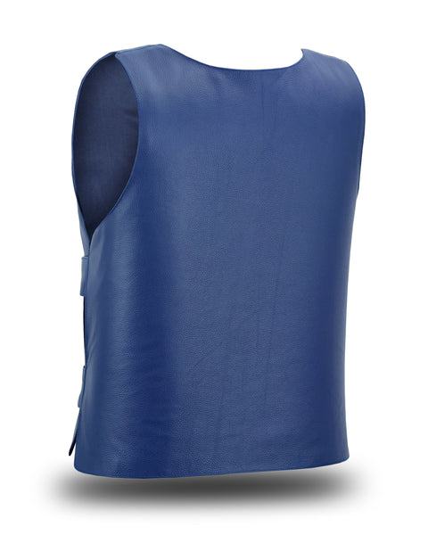NAVY BLUE BULLET PROOF LEATHER VEST SKU#HL11643NAVYBLUE48 | HighwayLeather