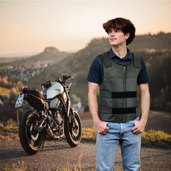 HL11643Black Men Bullet Proof style Leather Motorcycle Vest for bikers ...