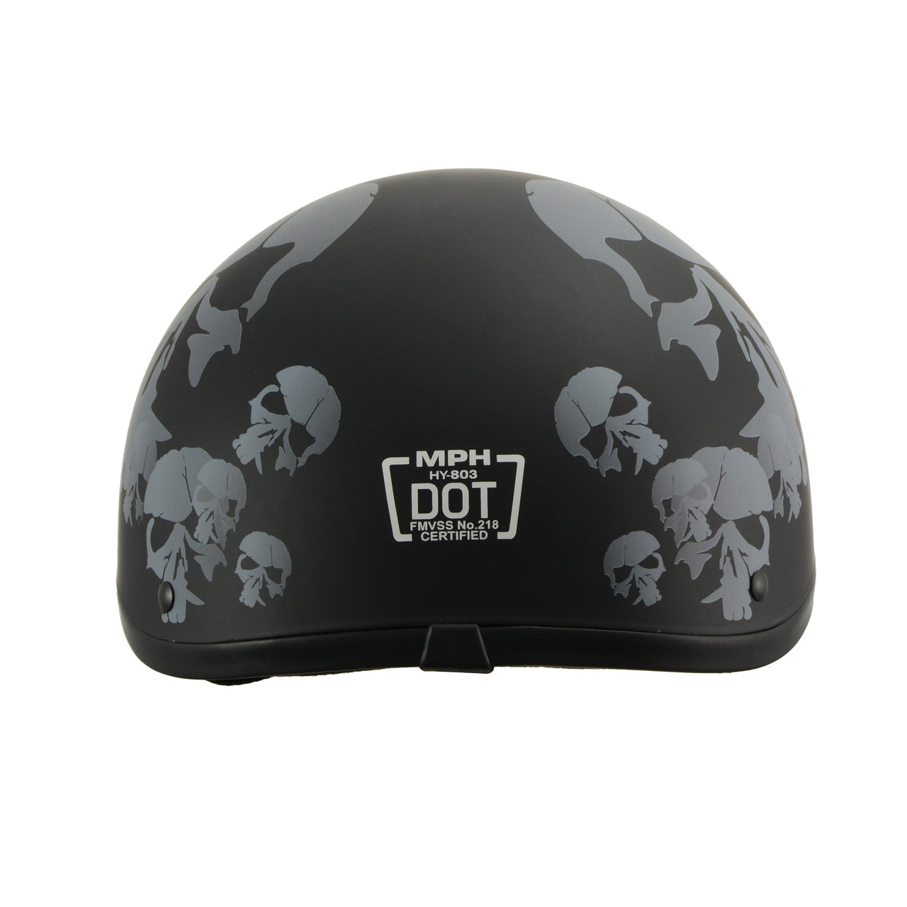MPH America's Smallest DOT Helmet w/ Skeleton Head Graphics Matte Black ...