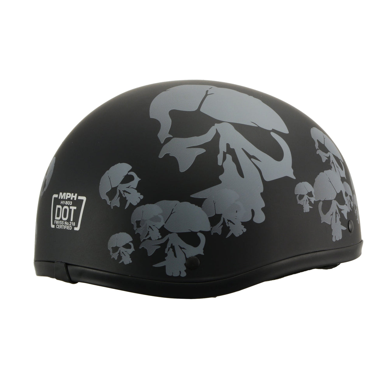 MPH America's Smallest DOT Helmet w/ Skeleton Head Graphics Matte Blac ...
