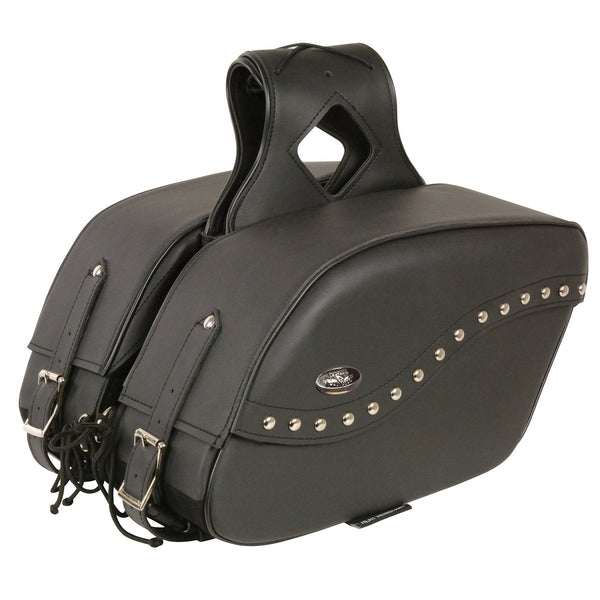 Zip-Off PVC Studded Velcro Close Throw Over Saddle Bag (16X10X6X20 ...