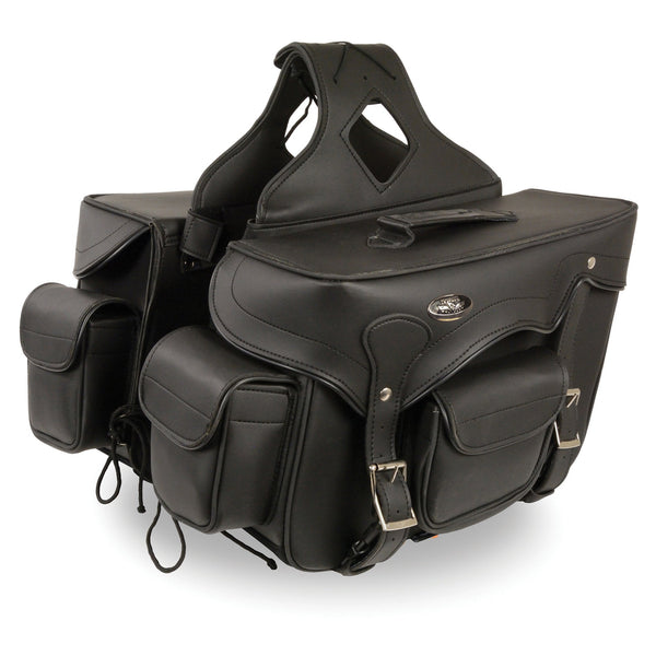 Double Front Pocket PVC Throw Over Saddle Bag w/ Reflective Piping ...
