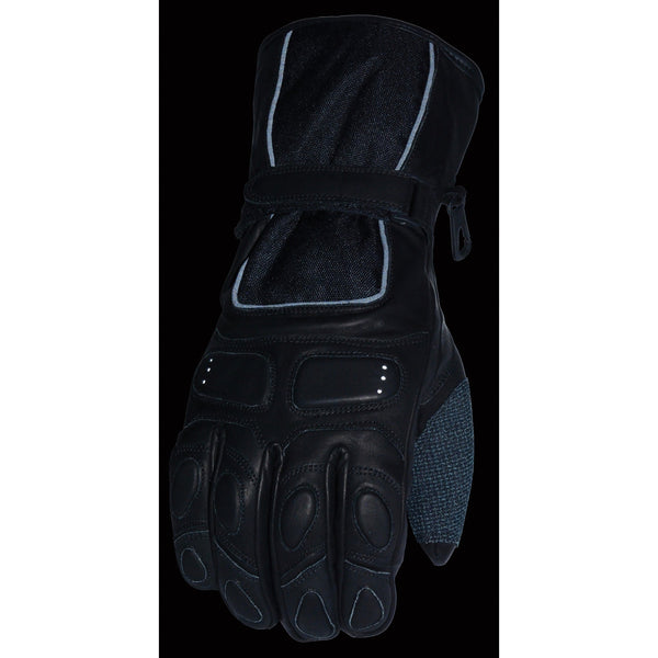 Men's Waterproof Leather/Textile Gauntlet Gloves w/ Gel Palm ...