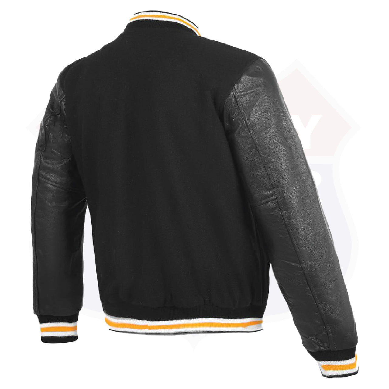 HL2802BLK/Yellow Leather Varsity Jacket Letterman Jacket Baseball ...