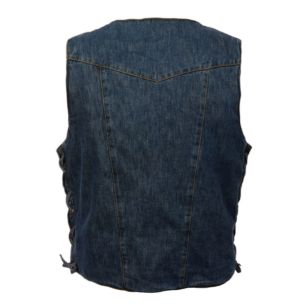 Men's 10 Pocket Side Lace Denim Vest– HighwayLeather