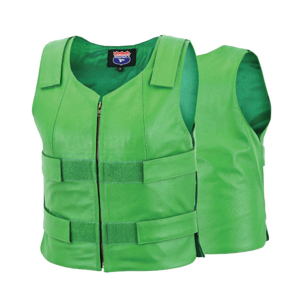 HL14945Green WOMEN Bulletproof Style Leather vest designs for Bikers ...