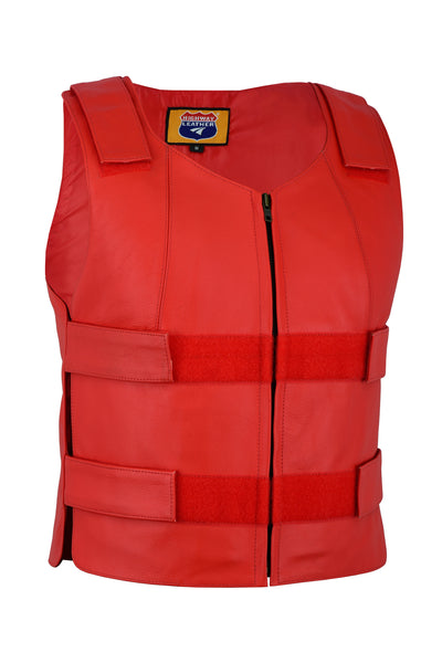 HL14945RED # 22 Ladies Red bulletproof style leather vest - Police vest ...