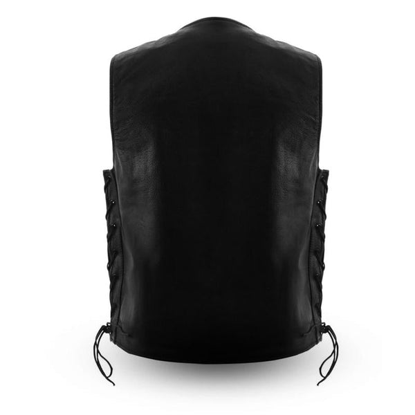 Men's Single Back Panel Gambler Leather Vest | HighwayLeather