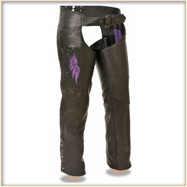 Purple Wing hip hugger women leather chap | HighwayLeather