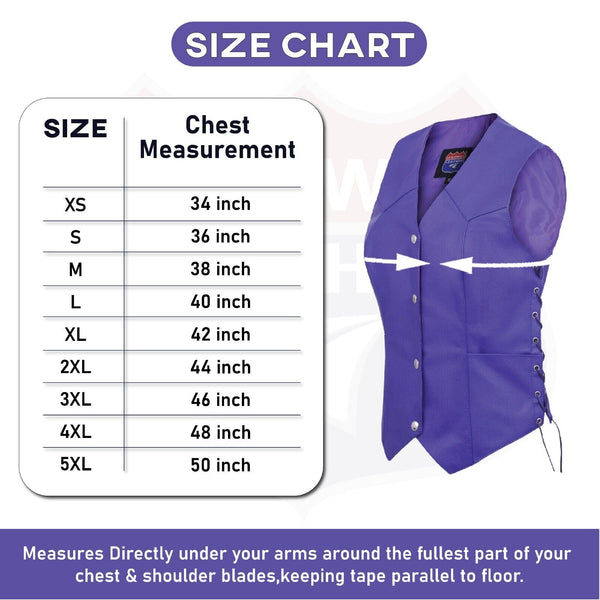HL14501Purple Passionate Purple lace up side Leather Vest for Motorcyc ...