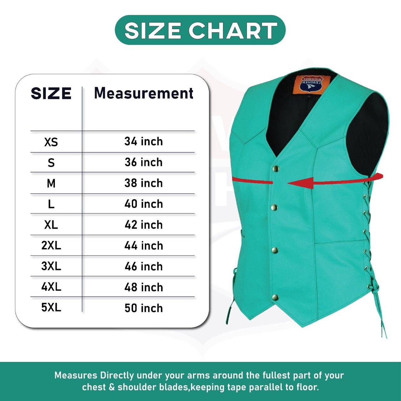 HL14501TEAL Women's Teal color side laced Leather Vest with Gun pocket ...